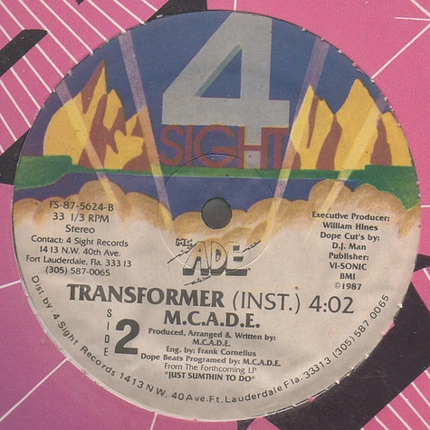 MC ADE - Transformer - Vinyl 12" - 1987 - US - Original | HHV