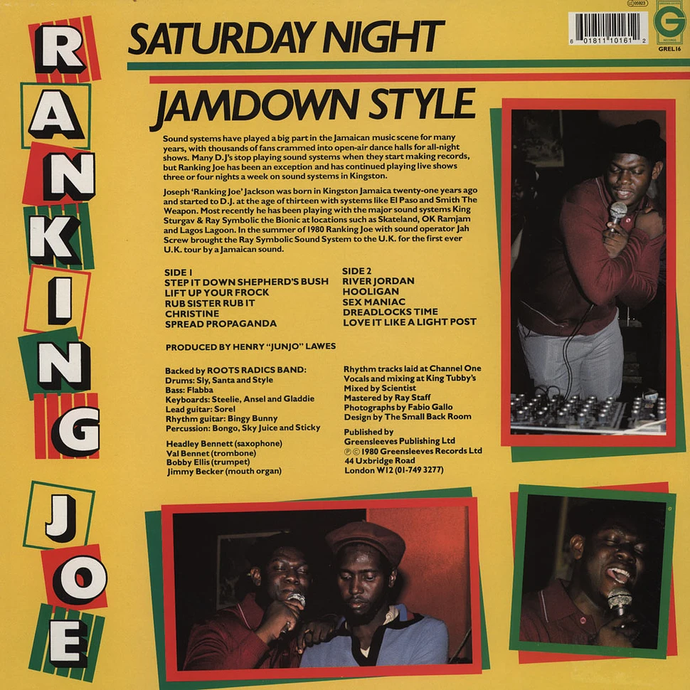 Ranking Joe - Saturday Night Jamdown Style - Vinyl LP - 2013 - UK ...