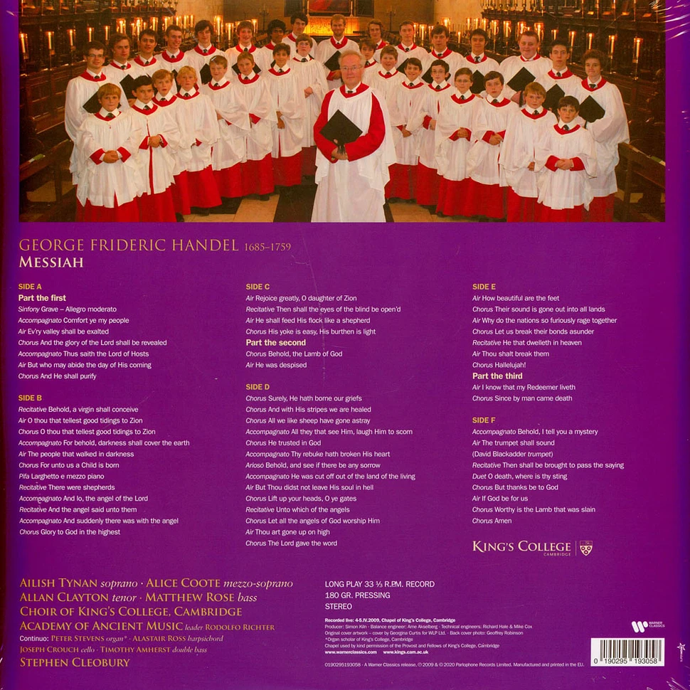 Choir Of King's College / Stephen Cleobury - Messiah - Vinyl 3LP - 2020 - EU - Original | HHV