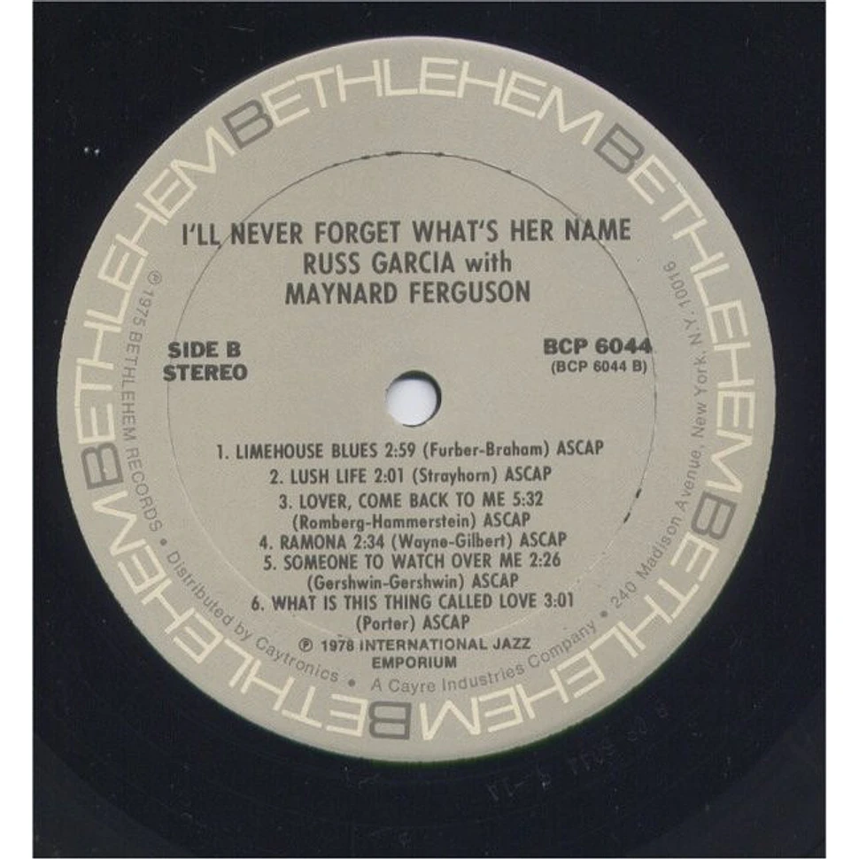 Russell Garcia With Maynard Ferguson - I'll Never Forget What's Her ...