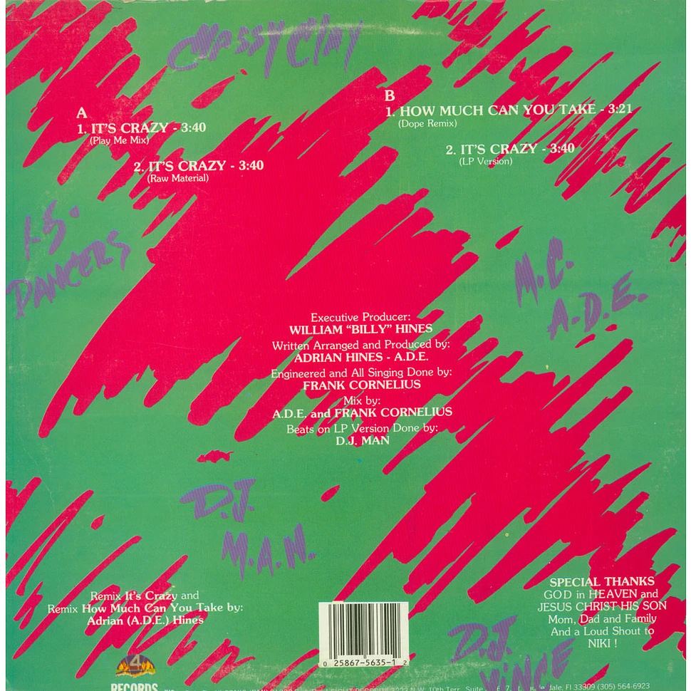 MC ADE - It's Crazy / How Much Can You Take - Vinyl 12" - 1990 - US ...