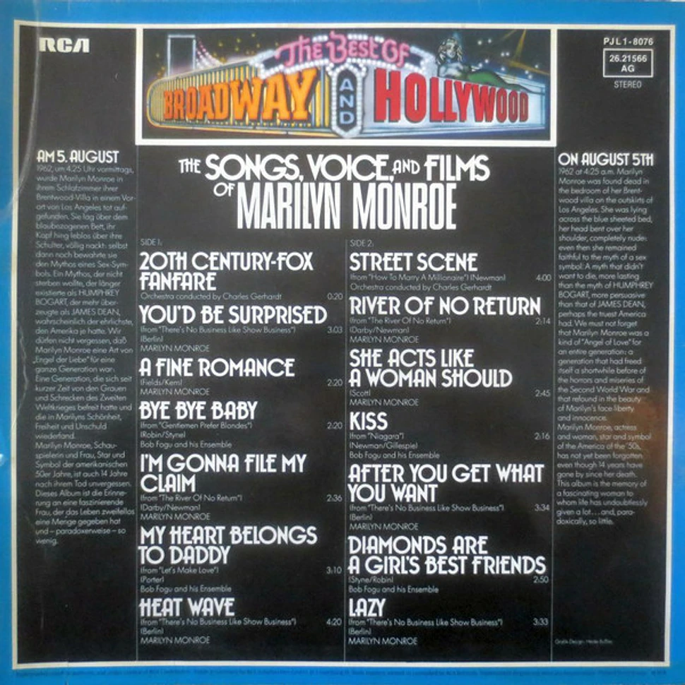 Marilyn Monroe - The Voice, Songs, And Films Of Marilyn Monroe - Vinyl ...