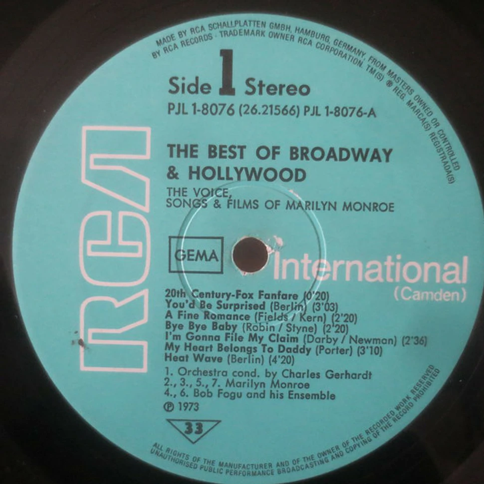 Marilyn Monroe - The Voice, Songs, And Films Of Marilyn Monroe - Vinyl ...