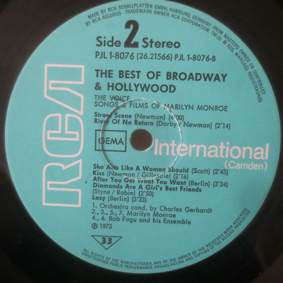 Marilyn Monroe - The Voice, Songs, And Films Of Marilyn Monroe - Vinyl ...