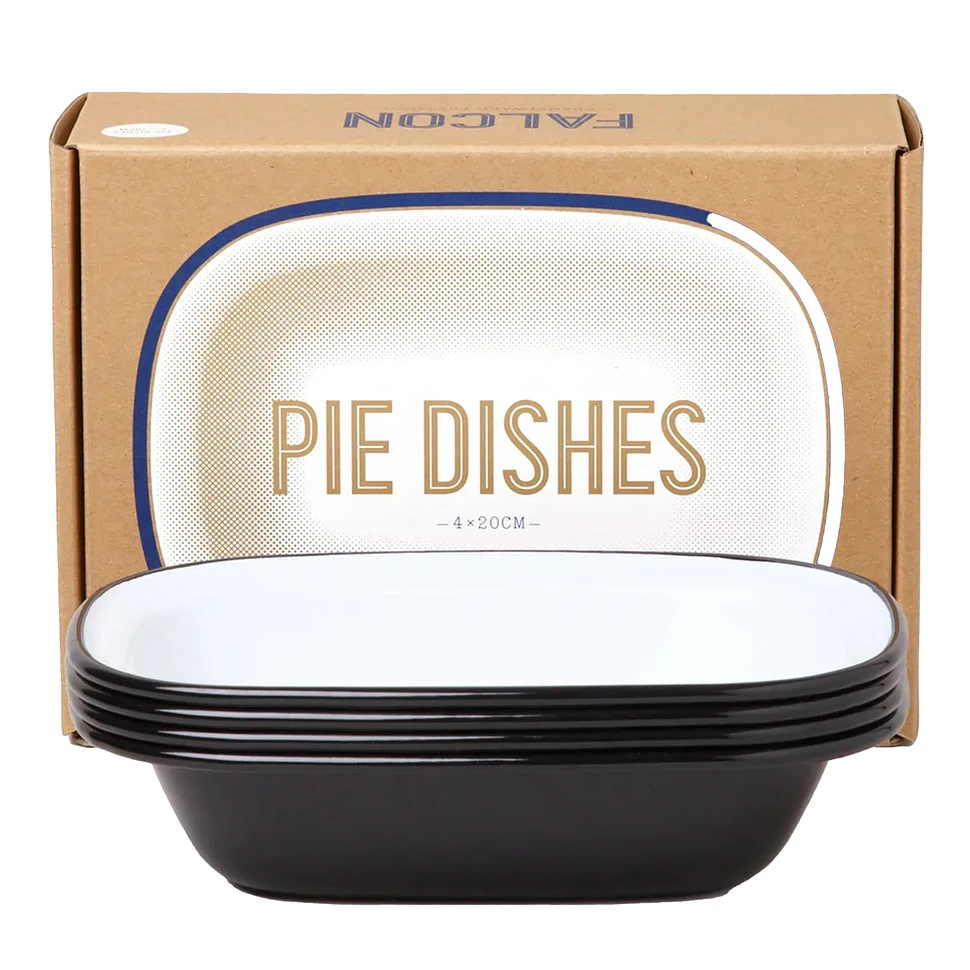 Falcon Enamelware Pie Dishes Box Of 4 Coal Black HHV Falcon Enamelware Pie Dishes Box Of 4 Coal Black HHV