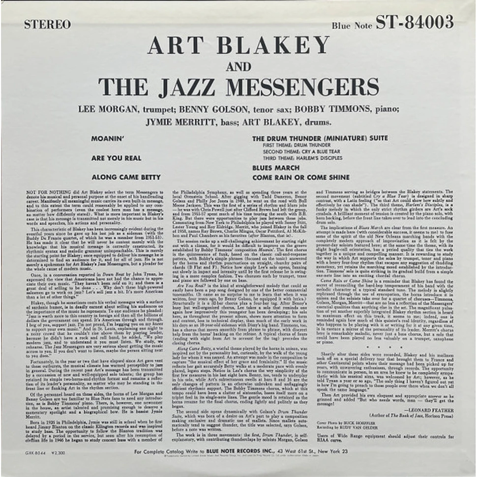 Art Blakey & The Jazz Messengers - Art Blakey And The Jazz Messengers - Vinyl LP - 1978 - JP ...