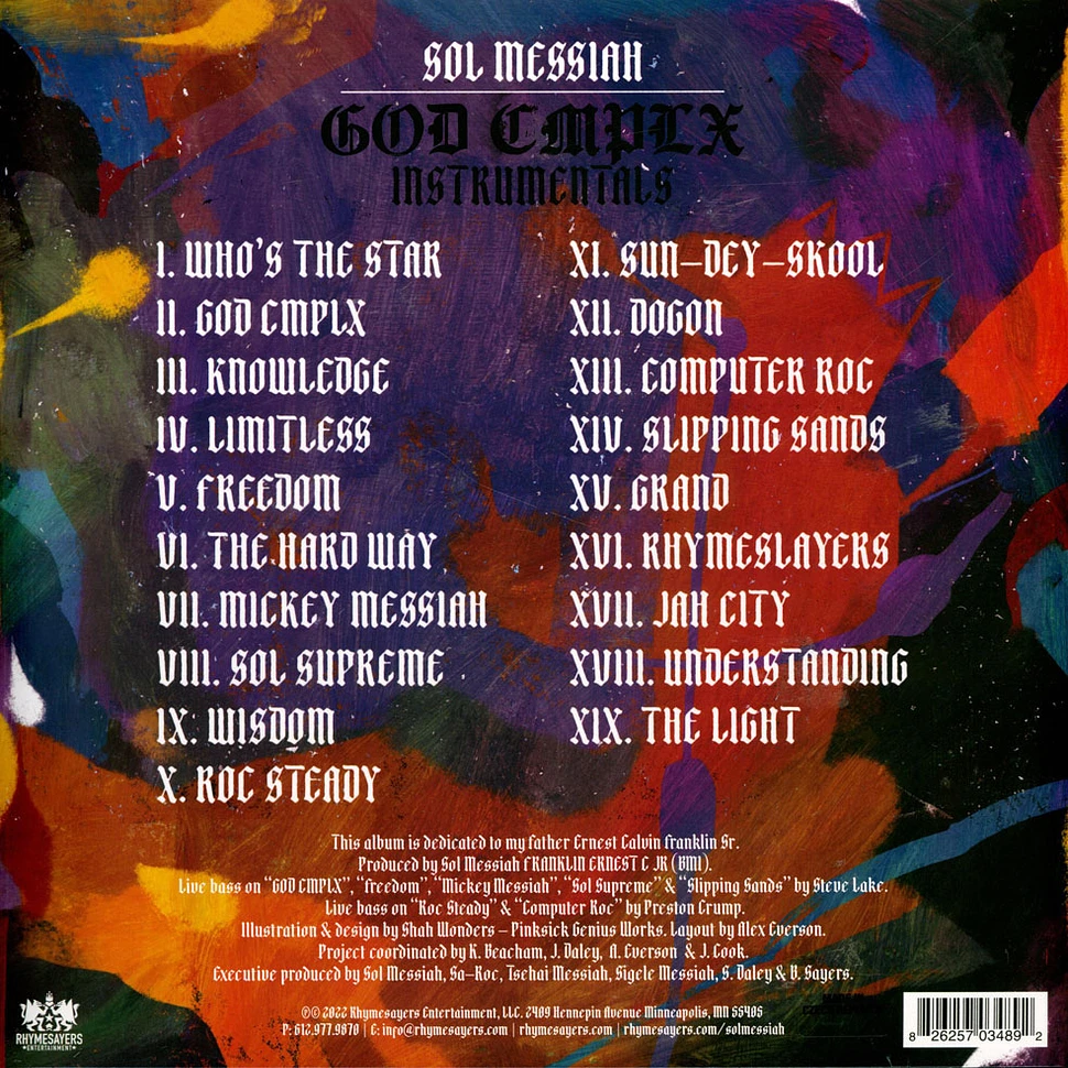 Sol Messiah - God Cmplx Instrumentals Purple, Orange & Light Blue Vinyl ...