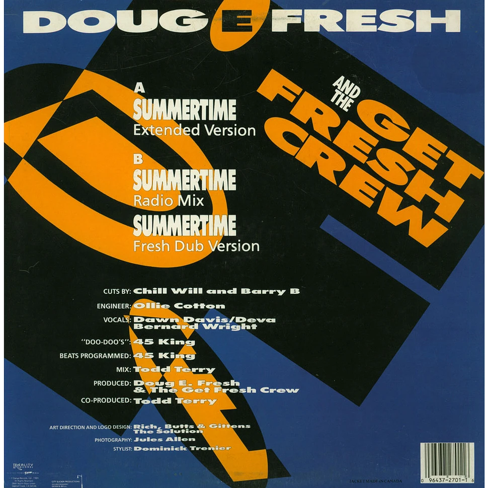 Doug E. Fresh And The Get Fresh Crew - Summertime - Vinyl 12" - 1989 ...