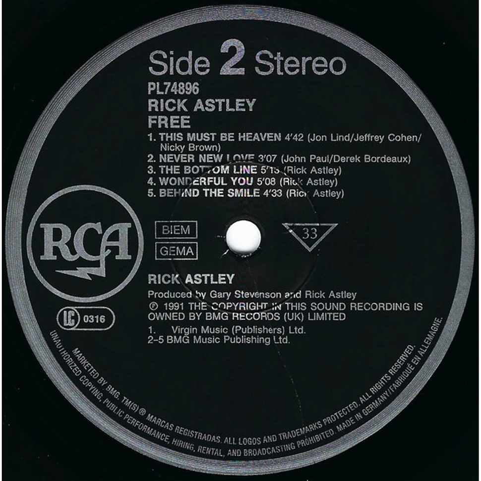 Rick Astley - Free - Vinyl LP - 1991 - Original | HHV