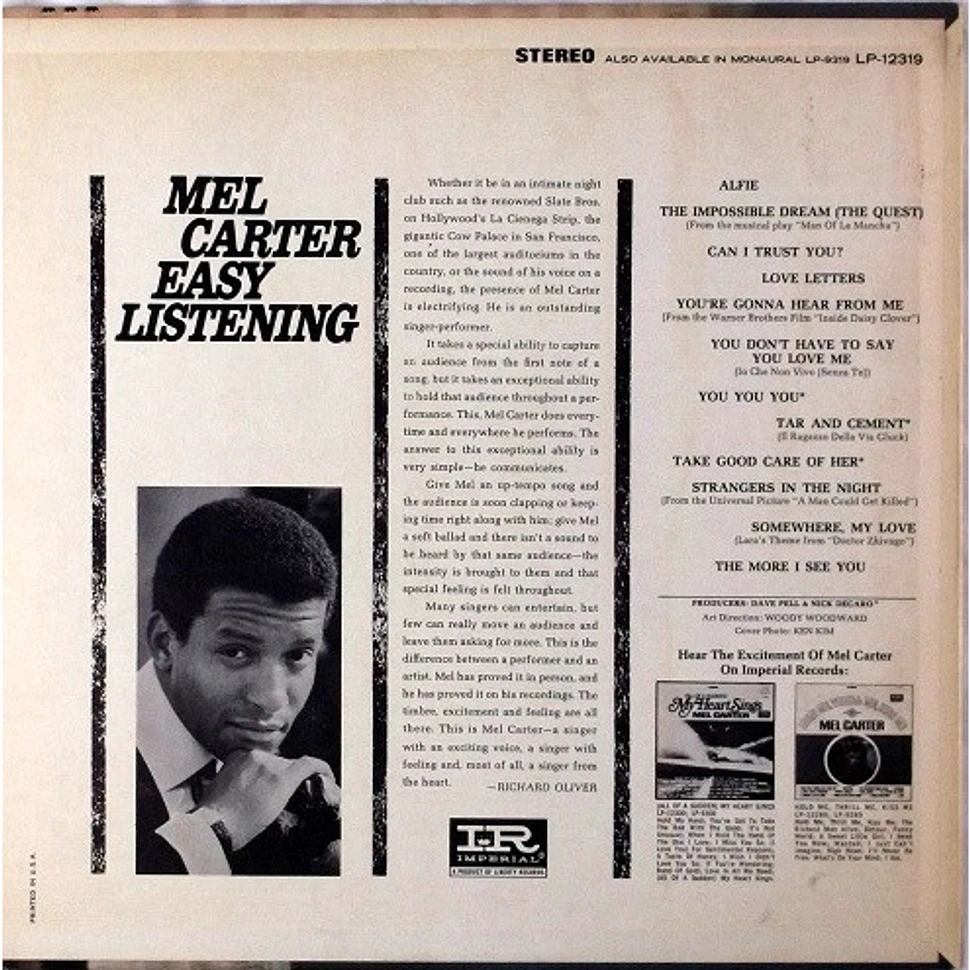 Mel Carter - Easy Listening - Vinyl LP - 1966 - US - Original | HHV