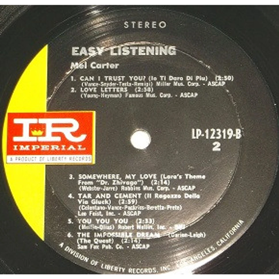 Mel Carter - Easy Listening - Vinyl LP - 1966 - US - Original | HHV