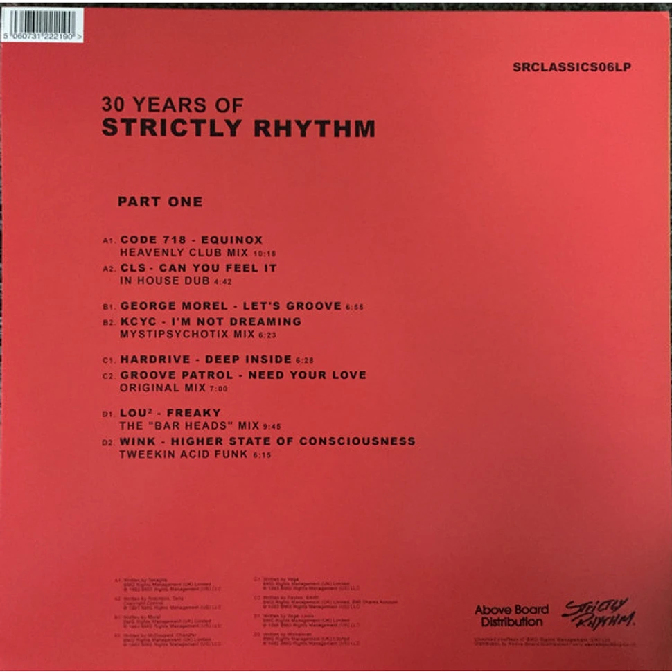 V.A. - 30 Years Of Strictly Rhythm Part One - Vinyl 2x12" - 2020 ...