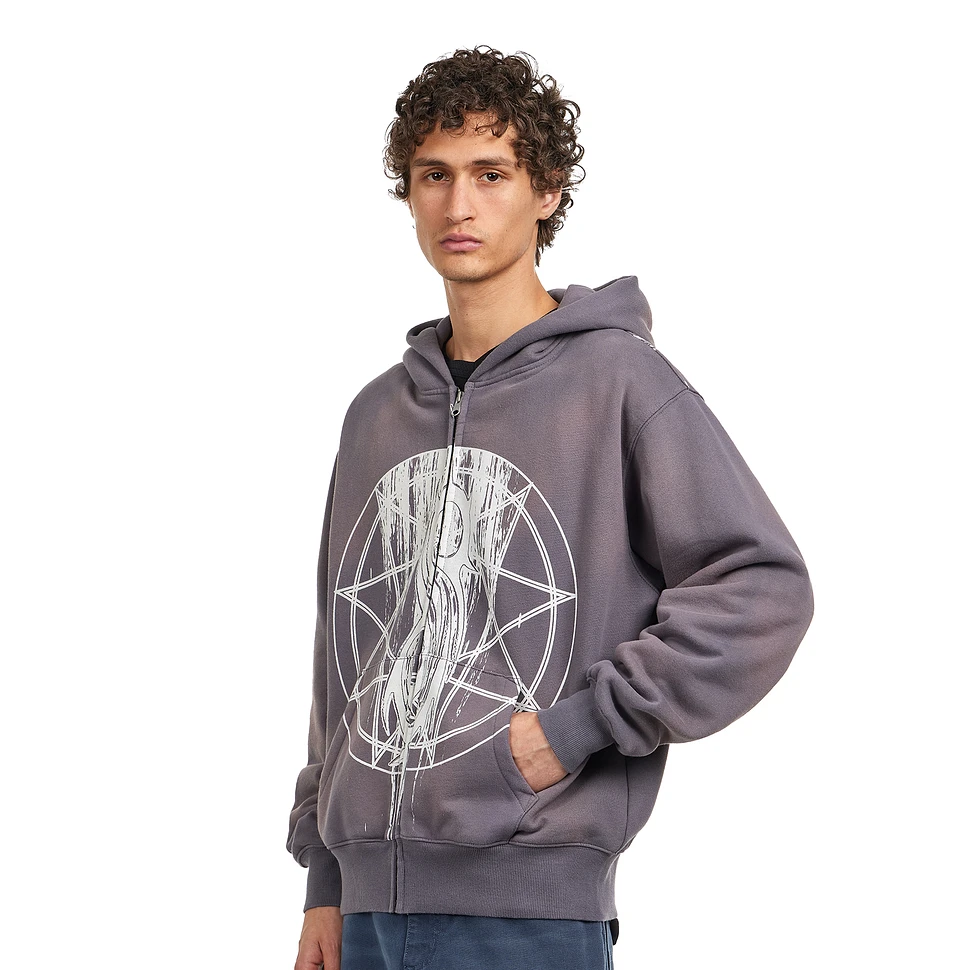 PLEASURES x Slipknot - Nonagram Zip Hoodie (Smoke) | HHV