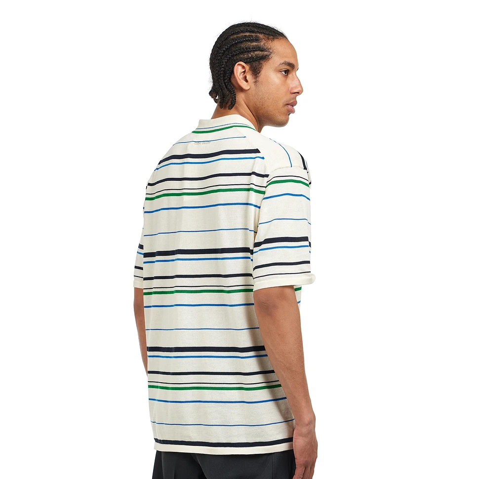 adidas x Wales Bonner - Knit Polo (Wonder White / Green / Blue Bird ...