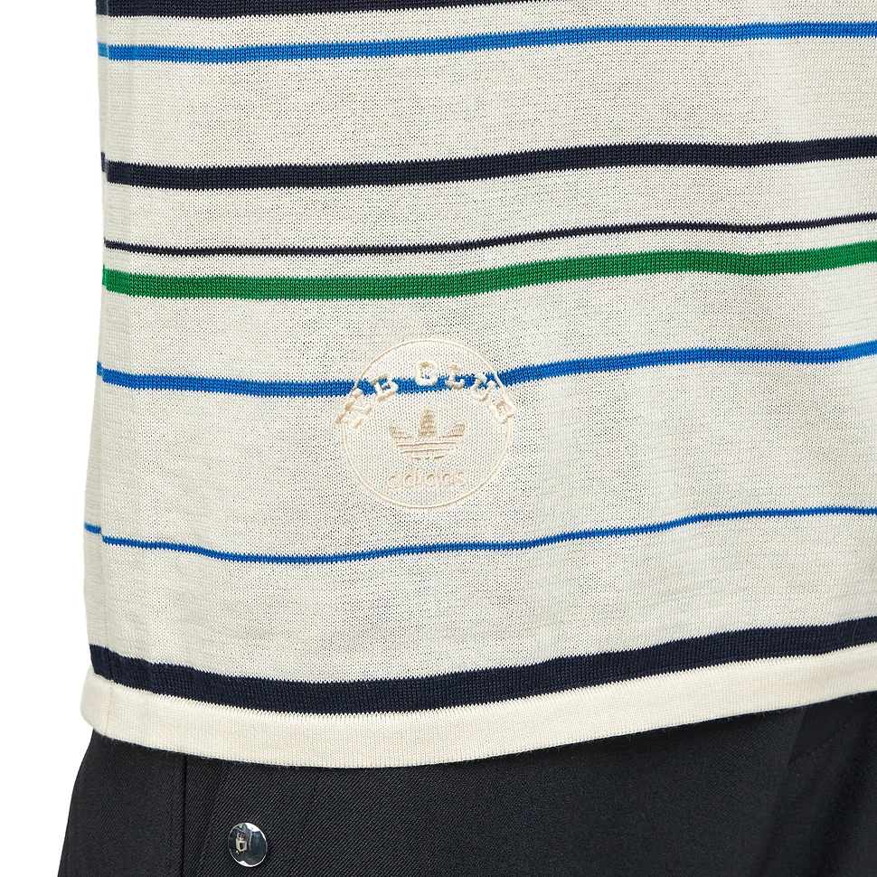 adidas x Wales Bonner - Knit Polo (Wonder White / Green / Blue Bird ...