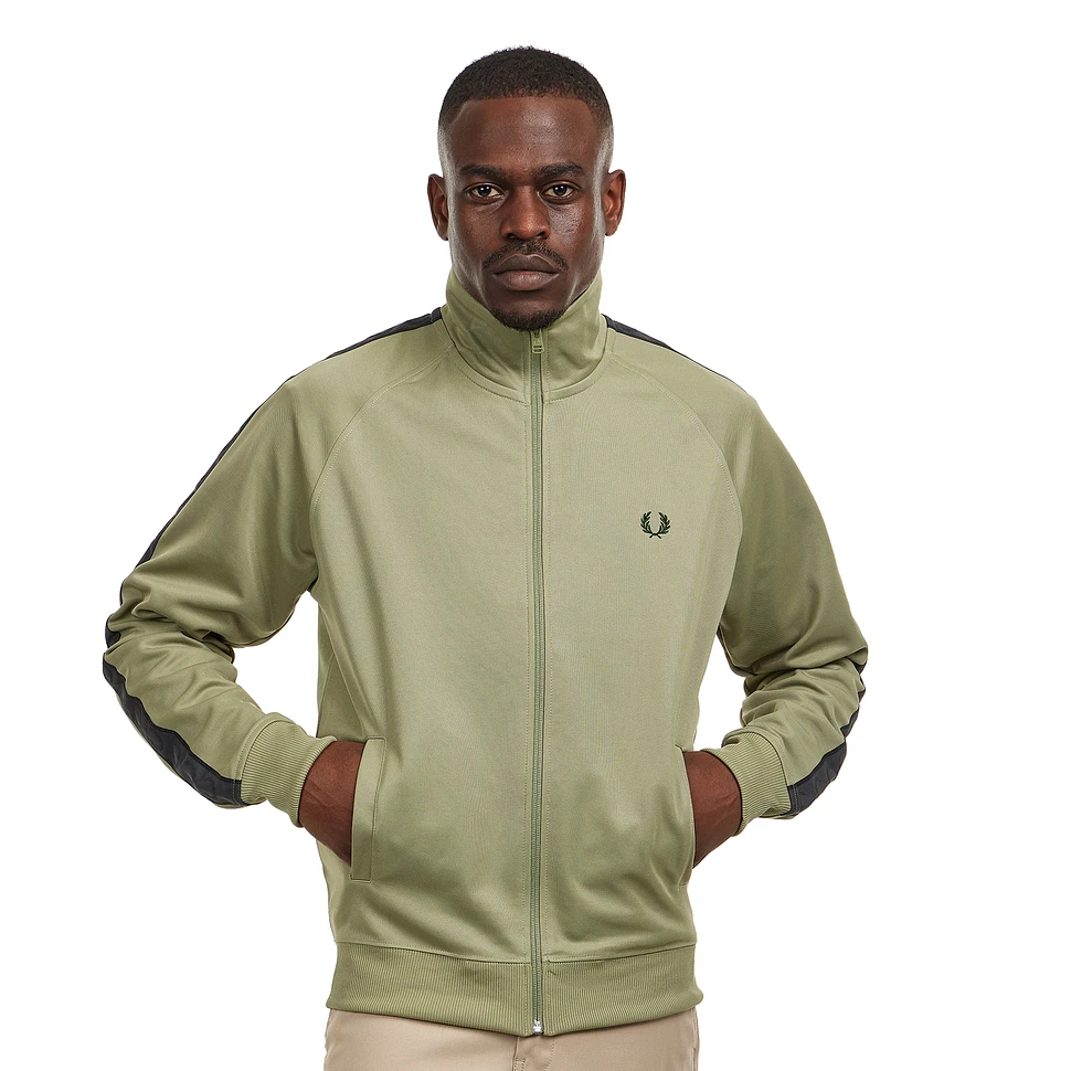 Fred Perry - Contrast Tape Track Jacket (Olive Mint / Anchor Grey) | HHV