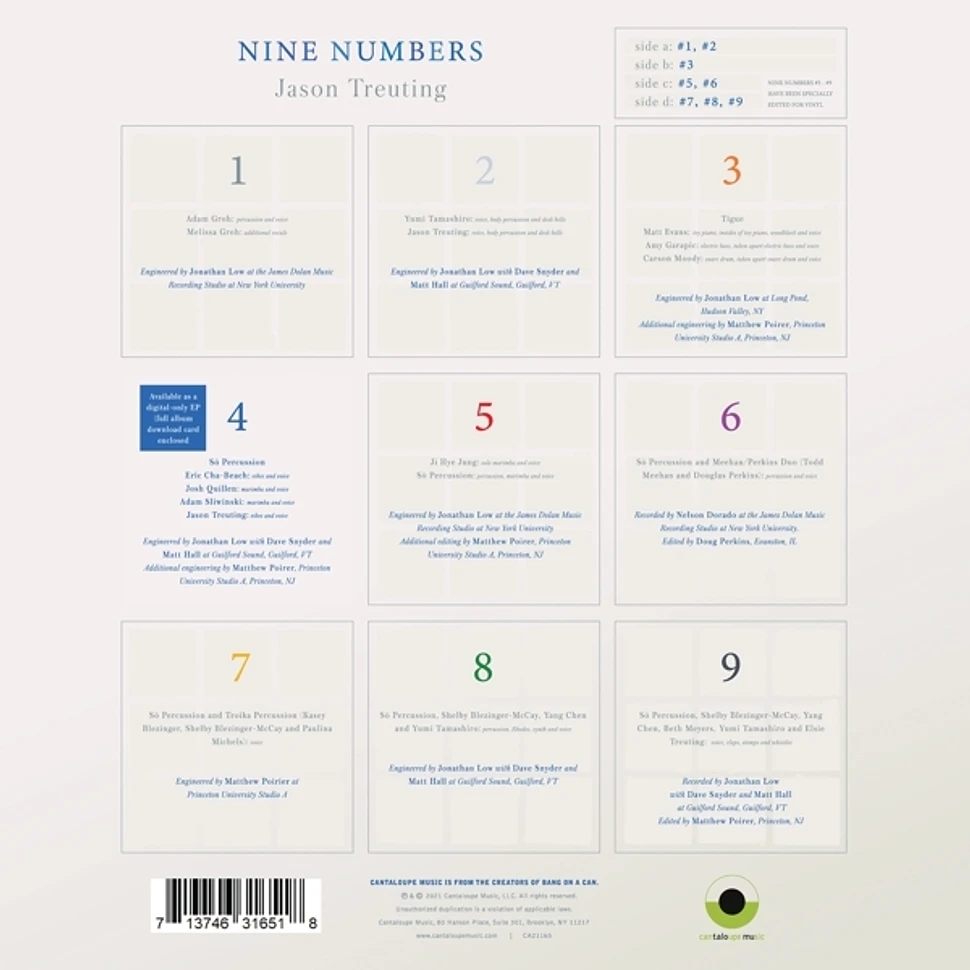 So Percussion/Tigue/+ / Treuting,Jason - Nine Numbers - Vinyl LP - US ...