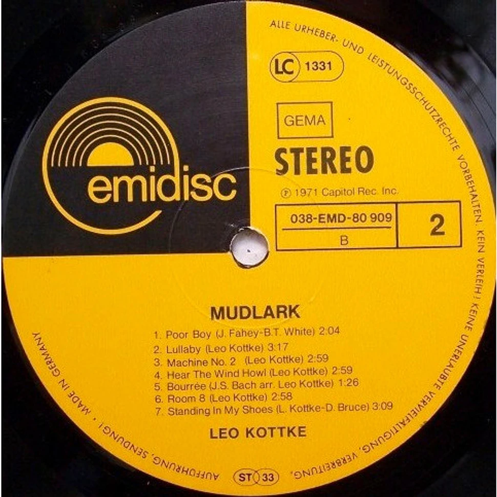 Leo Kottke - Mudlark - Vinyl LP - 1977 - DE - Reissue | HHV
