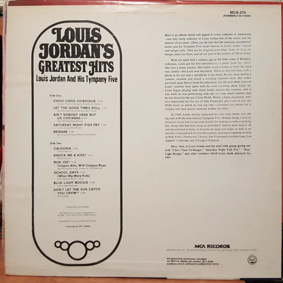 Louis Jordan And His Tympany Five - Louis Jordan's Greatest Hits ...