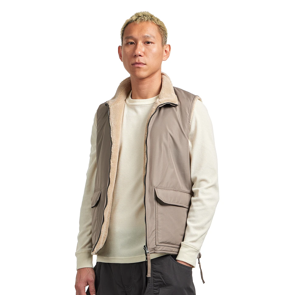 TAION - Non Down Military Reversible Boa Hi Neck Vest (Light Mocha ...