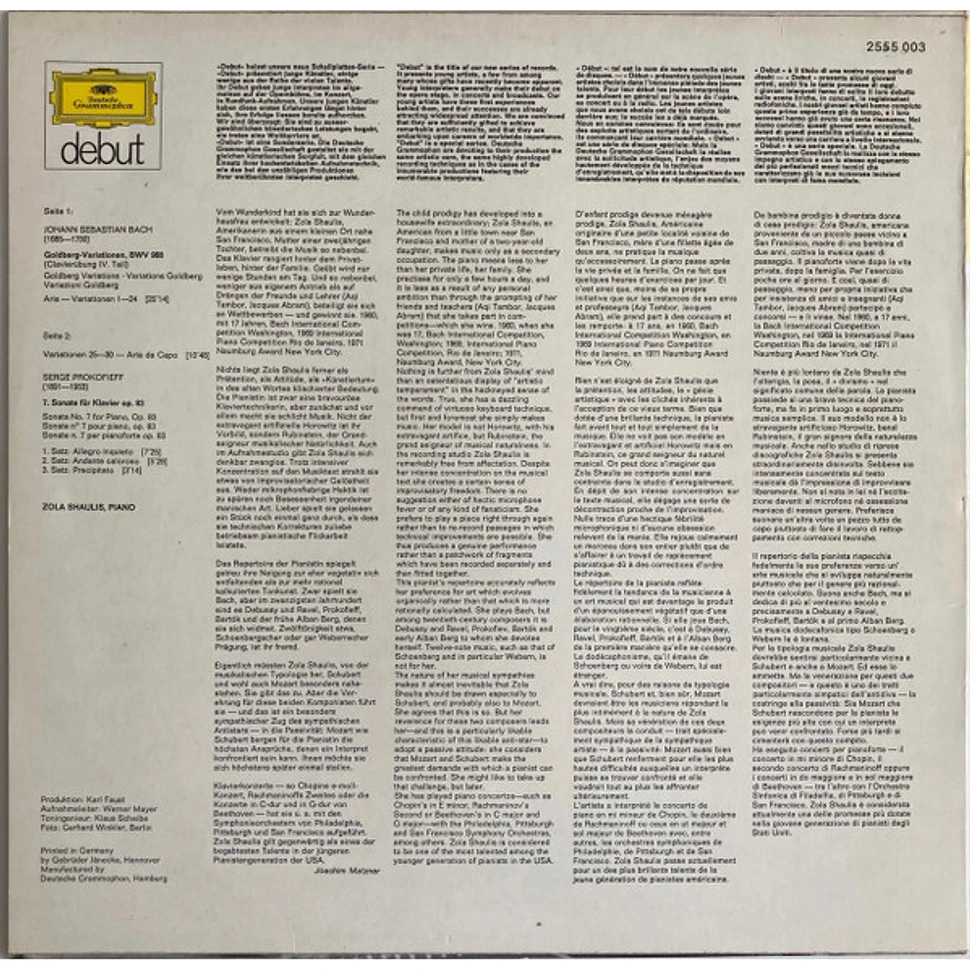 Zola Shaulis - Johann Sebastian Bach / Sergei Prokofiev - Goldberg ...