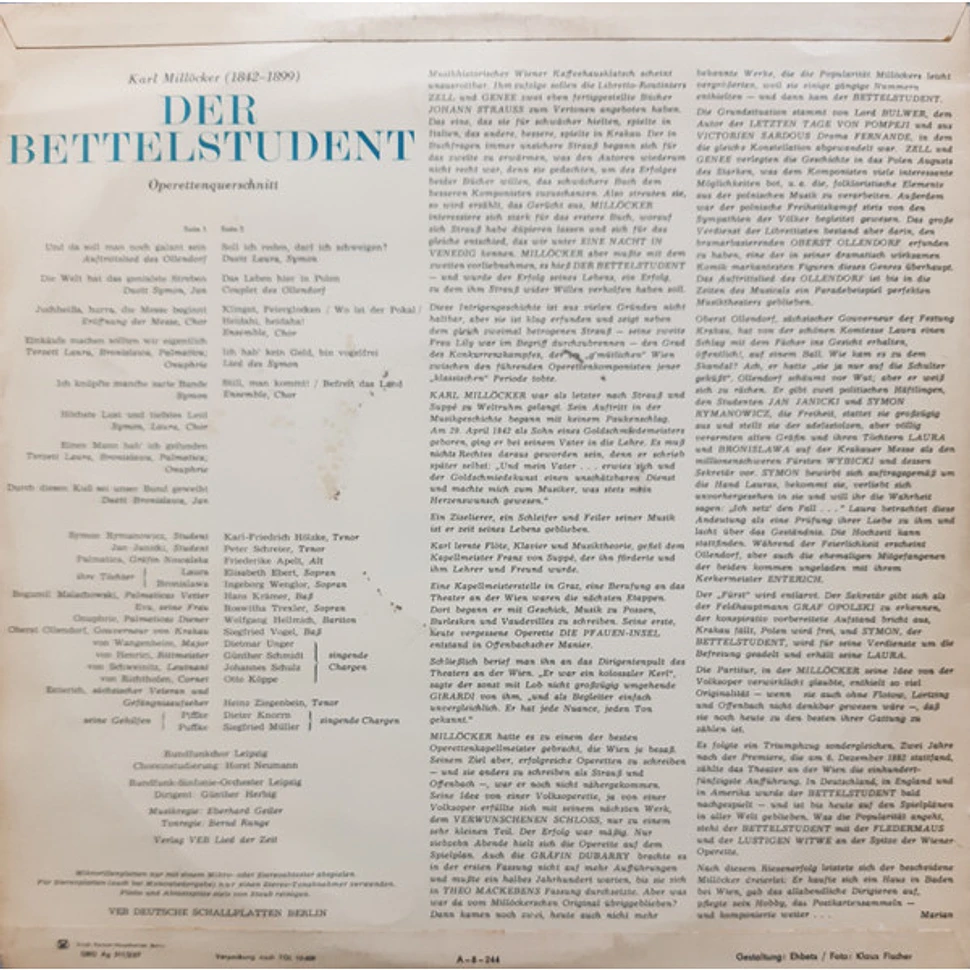 Carl Millöcker, Elisabeth Ebert, Ingeborg Wenglor, Friederike Apelt ...