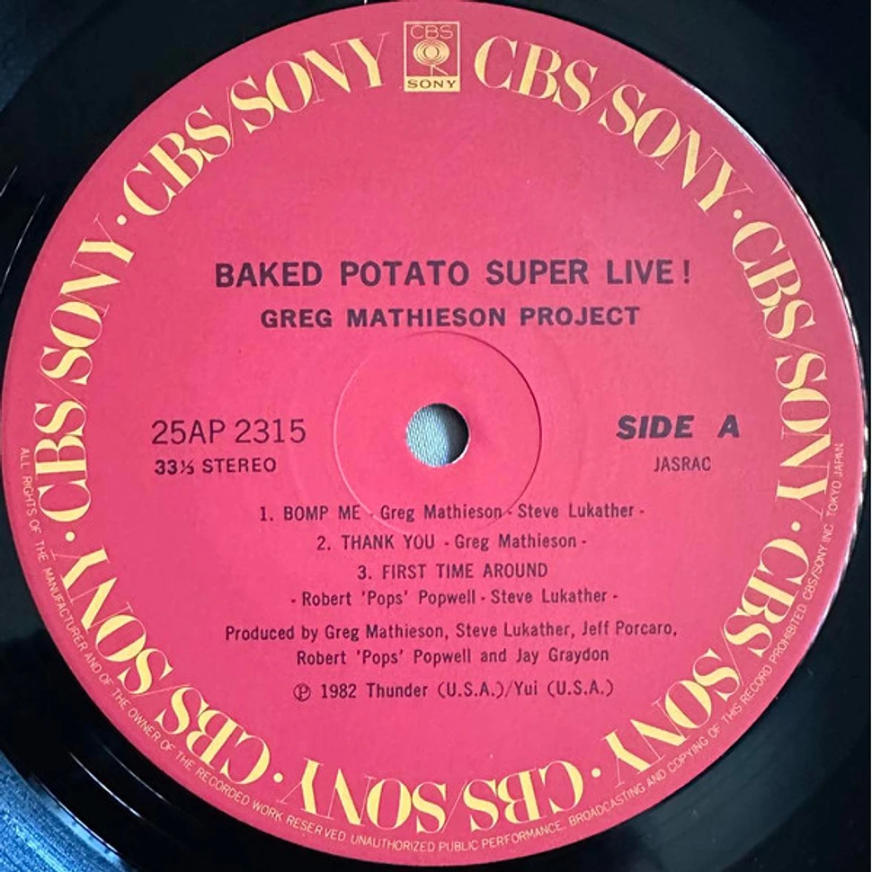 The Greg Mathieson Project - Baked Potato Super Live! - Vinyl LP - 1982 ...