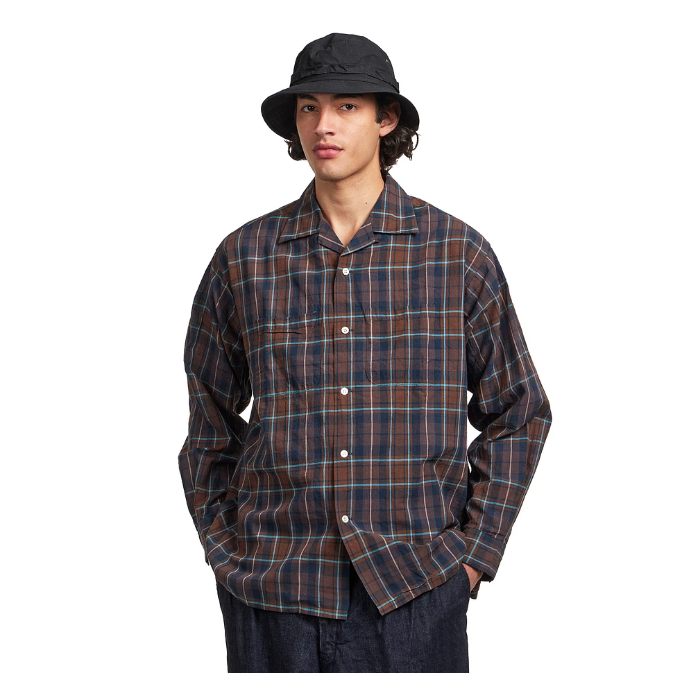 Beams Plus - Open Collar Madras (Brown) | HHV