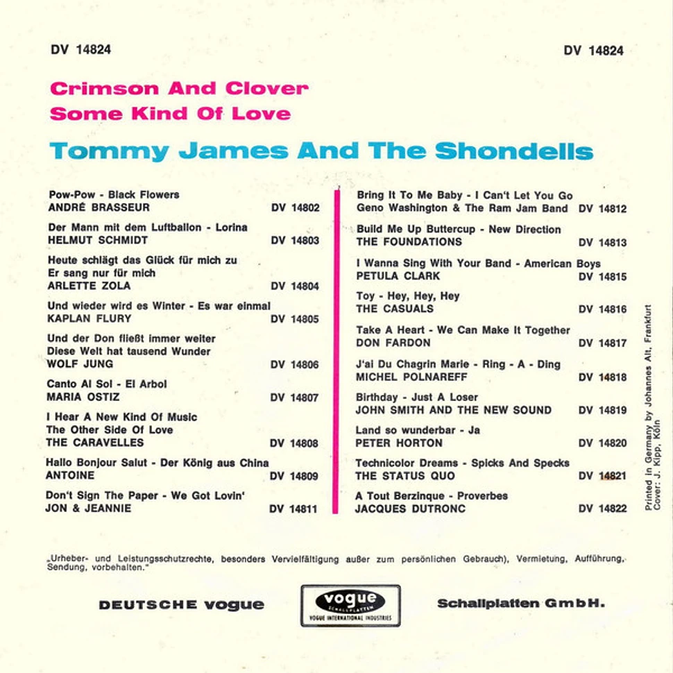 Tommy James & The Shondells - Crimson And Clover - Vinyl 7" - 1969 - DE ...