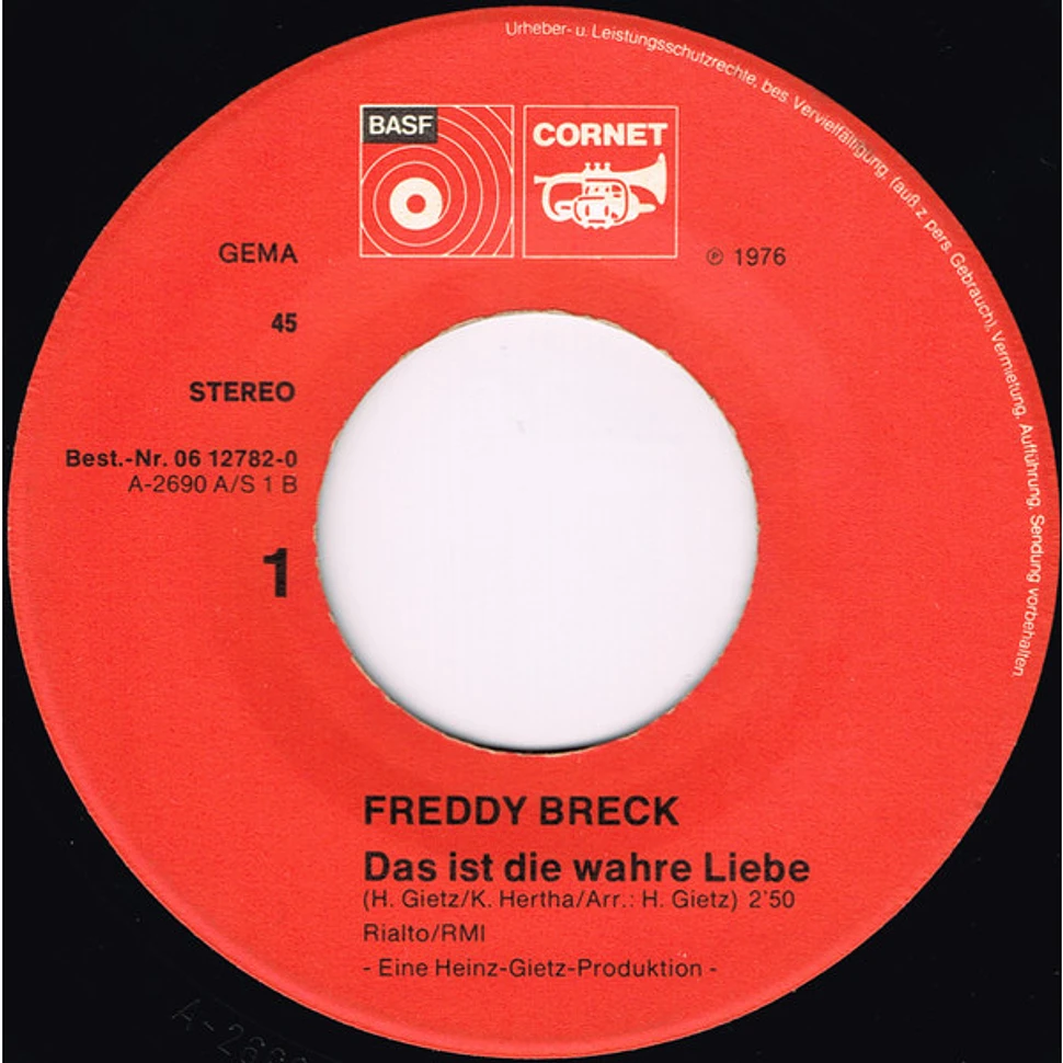 Freddy Breck - Das Ist Die Wahre Liebe - Vinyl 7" - 1976 - DE ...