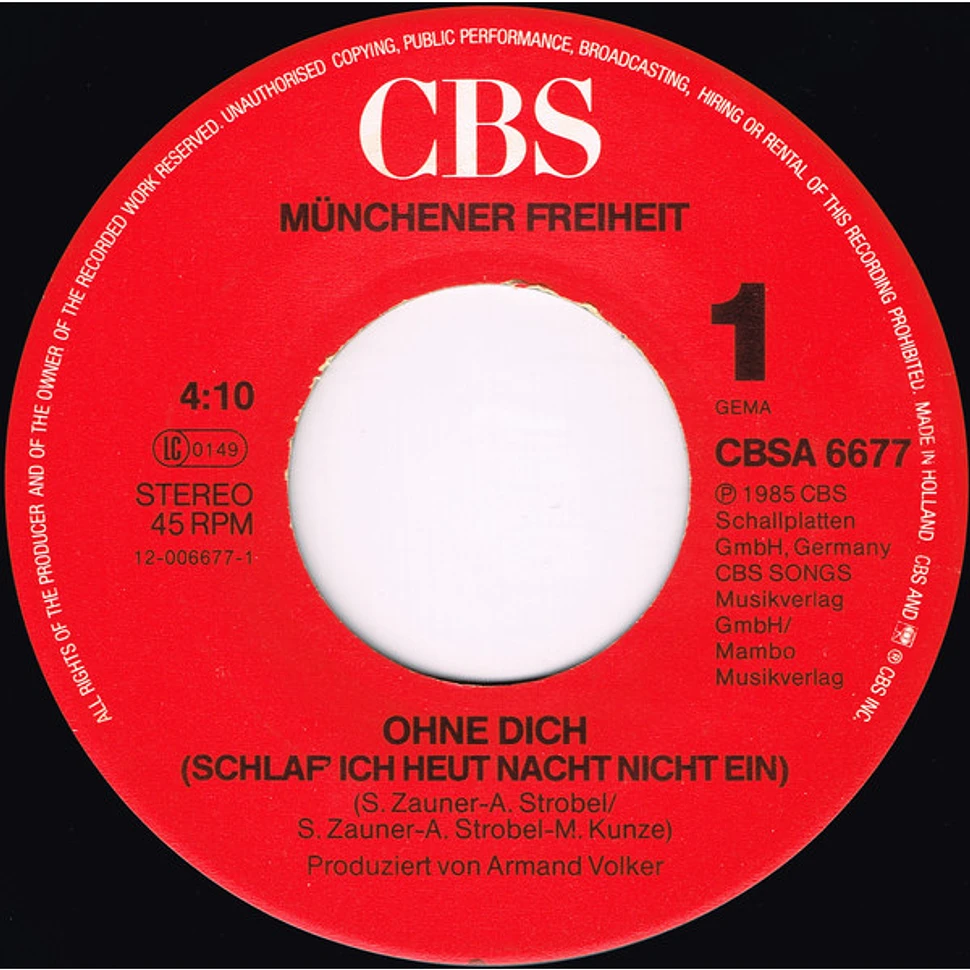 Münchener Freiheit - Ohne Dich (Schlaf Ich Heut Nacht Nicht Ein ...