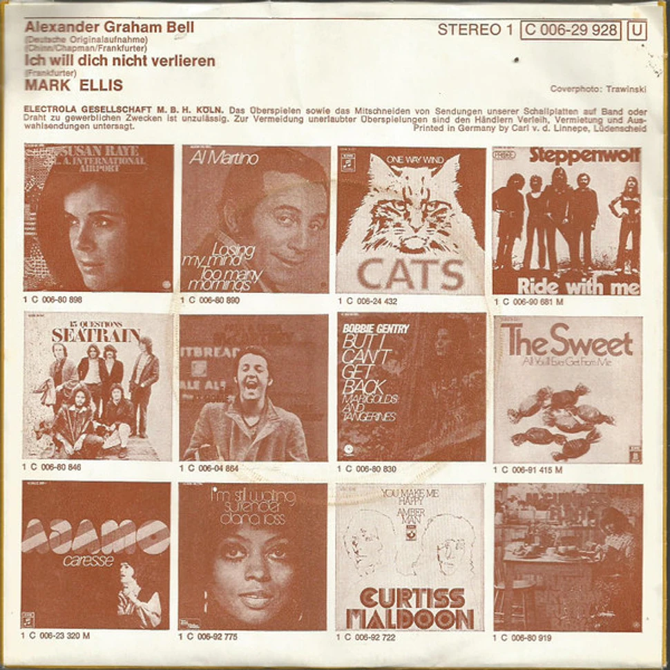 Mark Ellis - Alexander Graham Bell - Vinyl 7" - 1972 - DE - Original | HHV