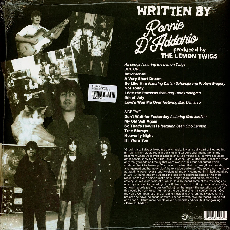 Ronnie D'Addario - Written By Ronnie D'addario Black Friday Record ...