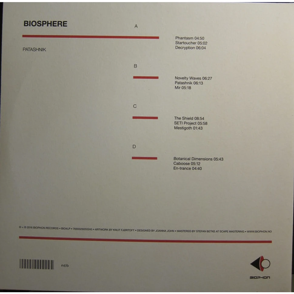 Biosphere - Patashnik - Vinyl 2LP - 2016 - NO - Reissue | HHV