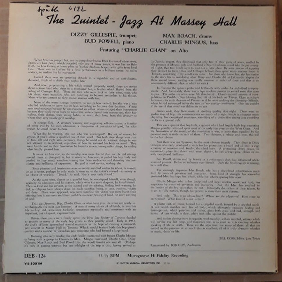 The Quintet - Jazz At Massey Hall - Vinyl LP - 1976 - JP - Reissue | HHV