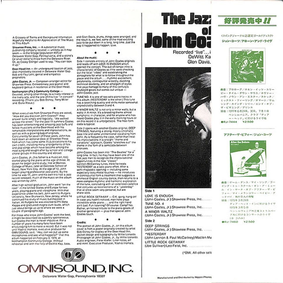 John Coates, Jr - The Jazz Piano Of John Coates, Jr - Vinyl LP - JP ...