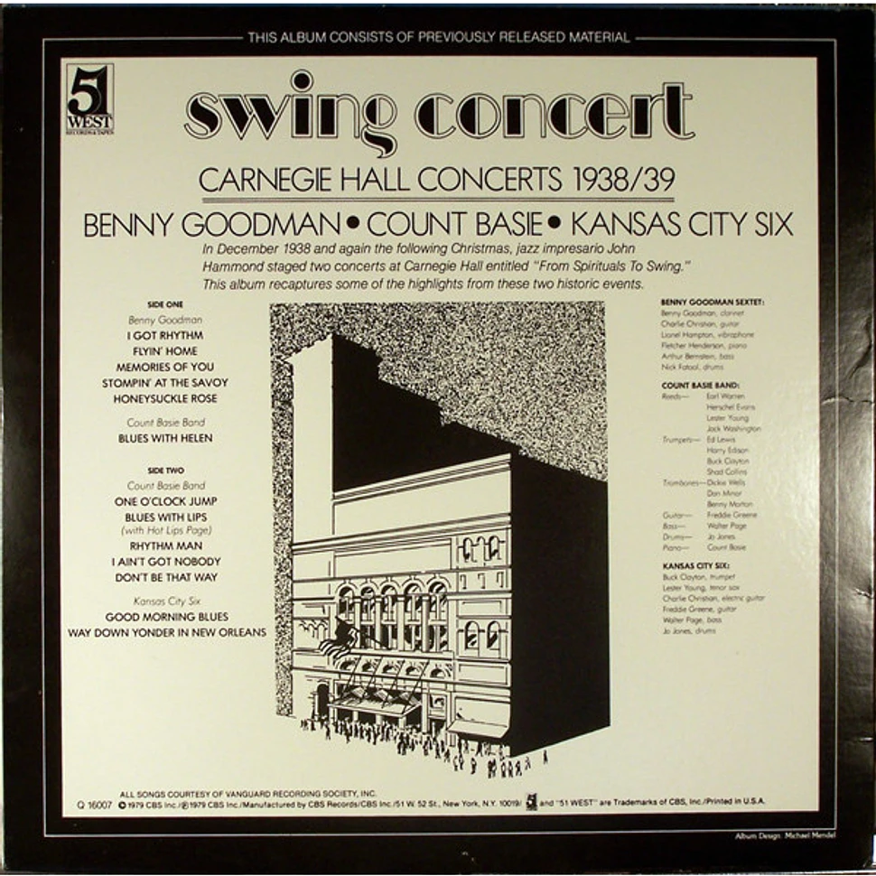 Benny Goodman Count Basie Orchestra Kansas City Six - Swing Concert ...