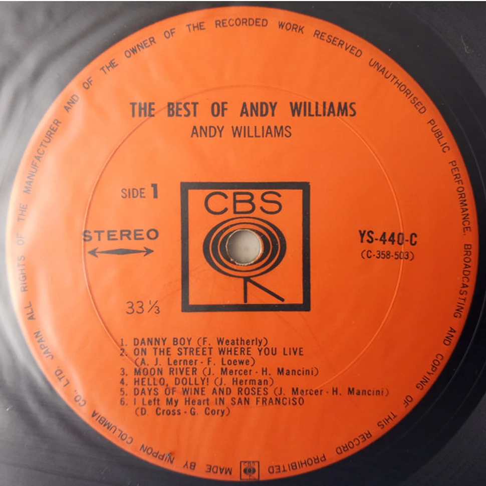 Andy Williams - The Best Of Andy Williams - Vinyl LP - 1965 - JP ...