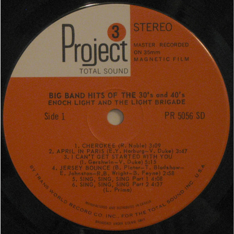 Enoch Light And The Light Brigade - Big Band Hits Of The 30's & 40's ...