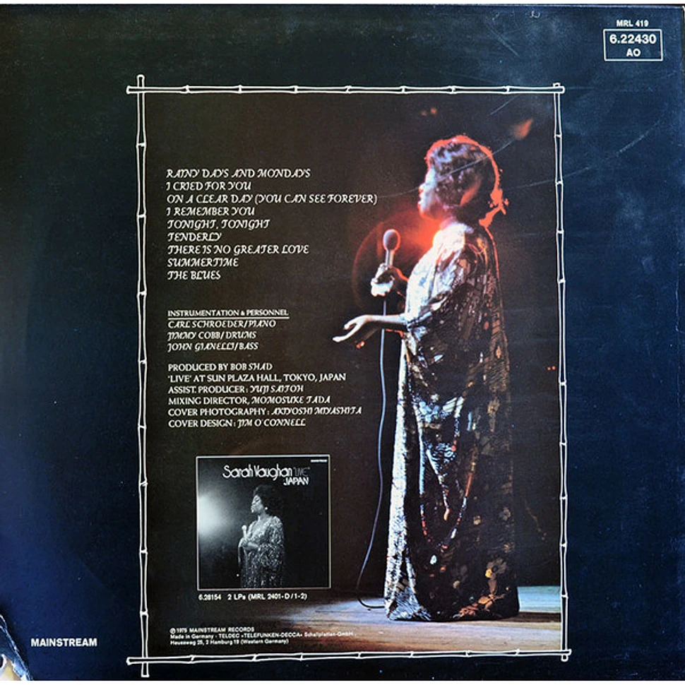 Sarah Vaughan - Sarah Vaughan In Concert - Vinyl LP - 1975 - DE ...