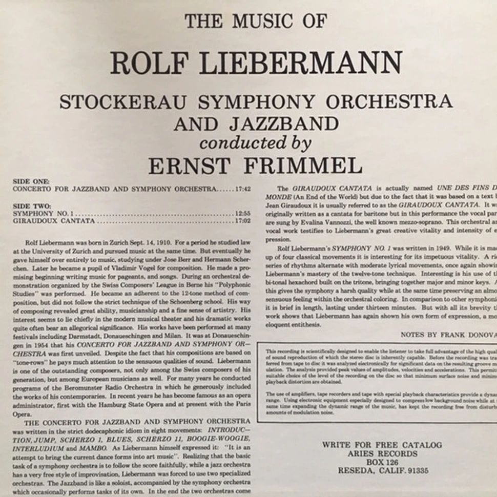 Rolf Liebermann, Stockerau Symphony Orchestra, Evalina Vannozzi, Ernst ...
