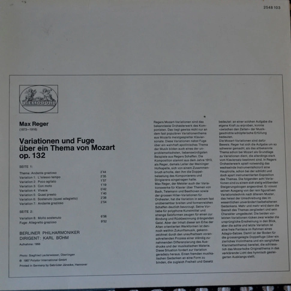 Max Reger - Berliner Philharmoniker, Karl Böhm - Mozart Variationen, Op ...