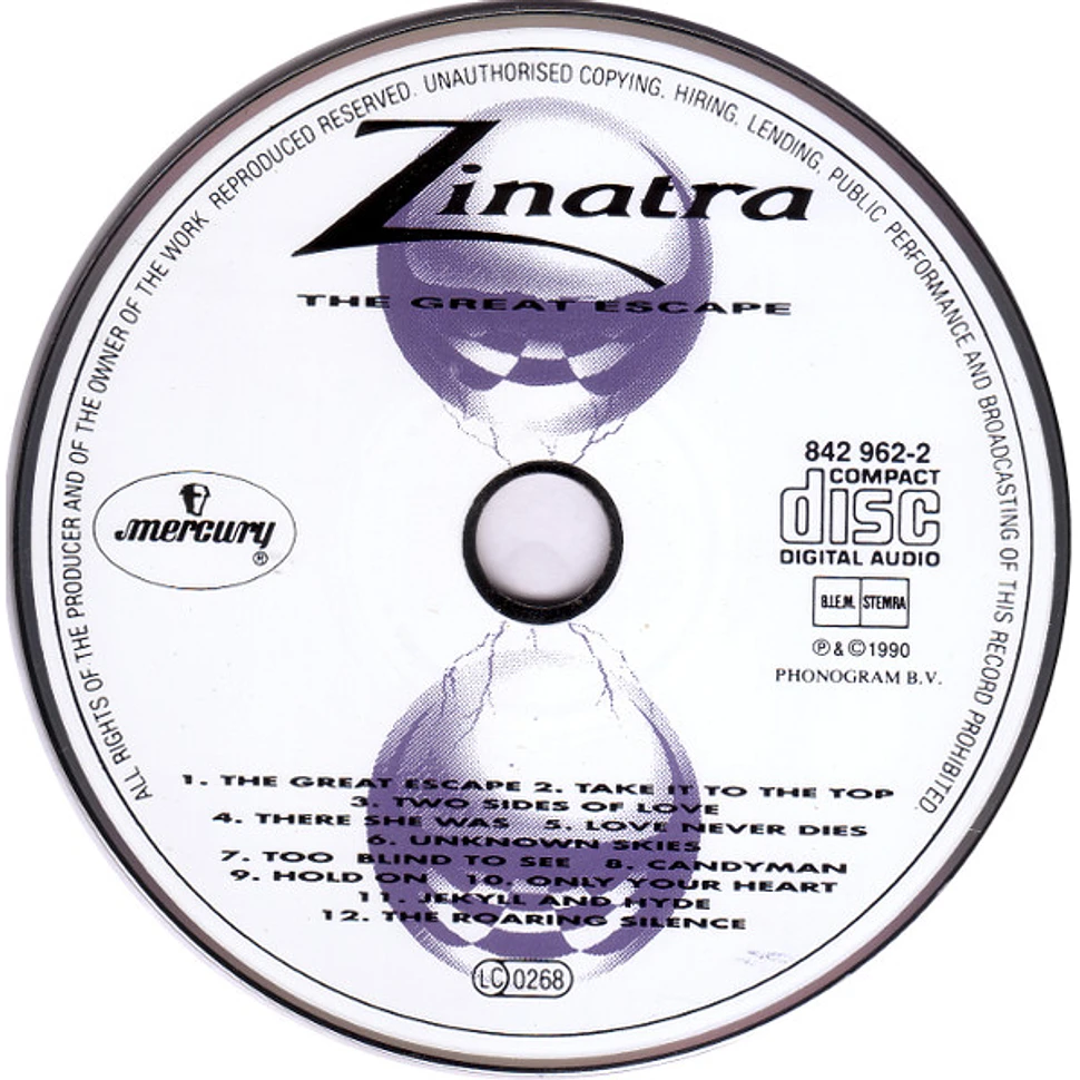 Zinatra - The Great Escape - CD - 1990 - NL - Original | HHV