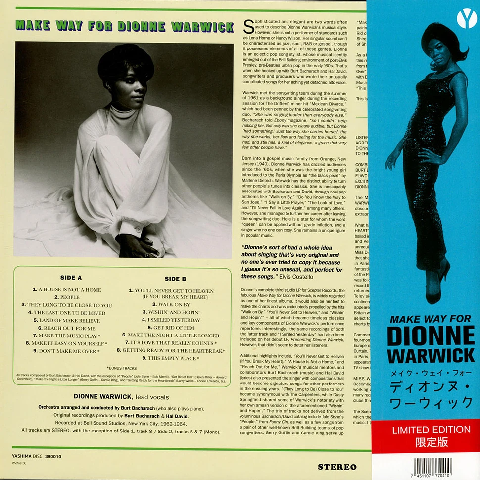 Dionne Warwick - Make Way For Dionne Warwick Limited Edition - Vinyl LP ...