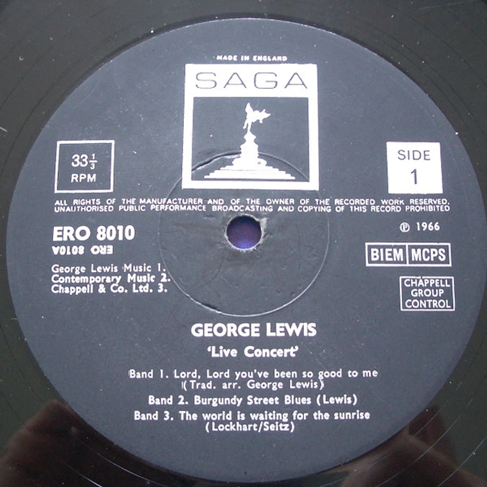 George Lewis And His Orchestra - Live Concert - Vinyl LP - 1966 - UK ...