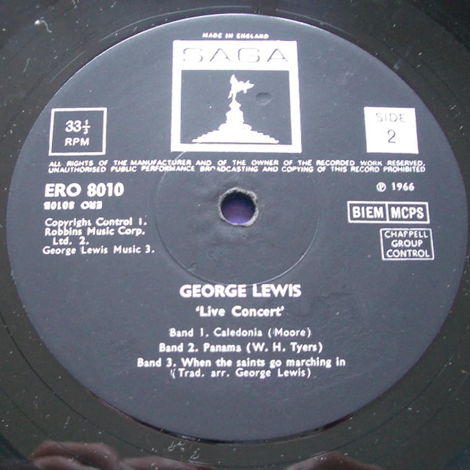 George Lewis And His Orchestra - Live Concert - Vinyl LP - 1966 - UK ...