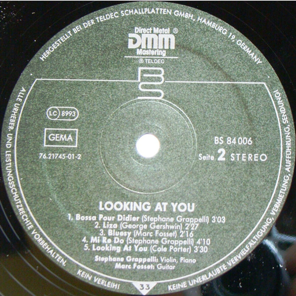 Stéphane Grappelli, Marc Fosset - Looking At You - Vinyl LP - 1984 - DE ...