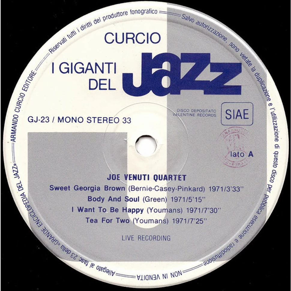 Joe Venuti - Lou Stein - Marco Ratti - Gil Cuppini - Joe Venuti Quartet - I Giganti Del Jazz Vol ...
