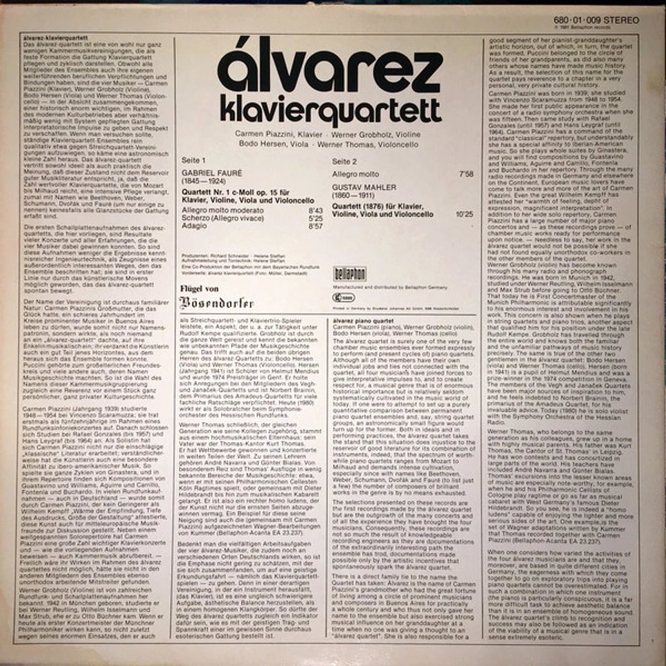 Álvarez Klavierquartett - Gabriel Fauré / Gustav Mahler ...