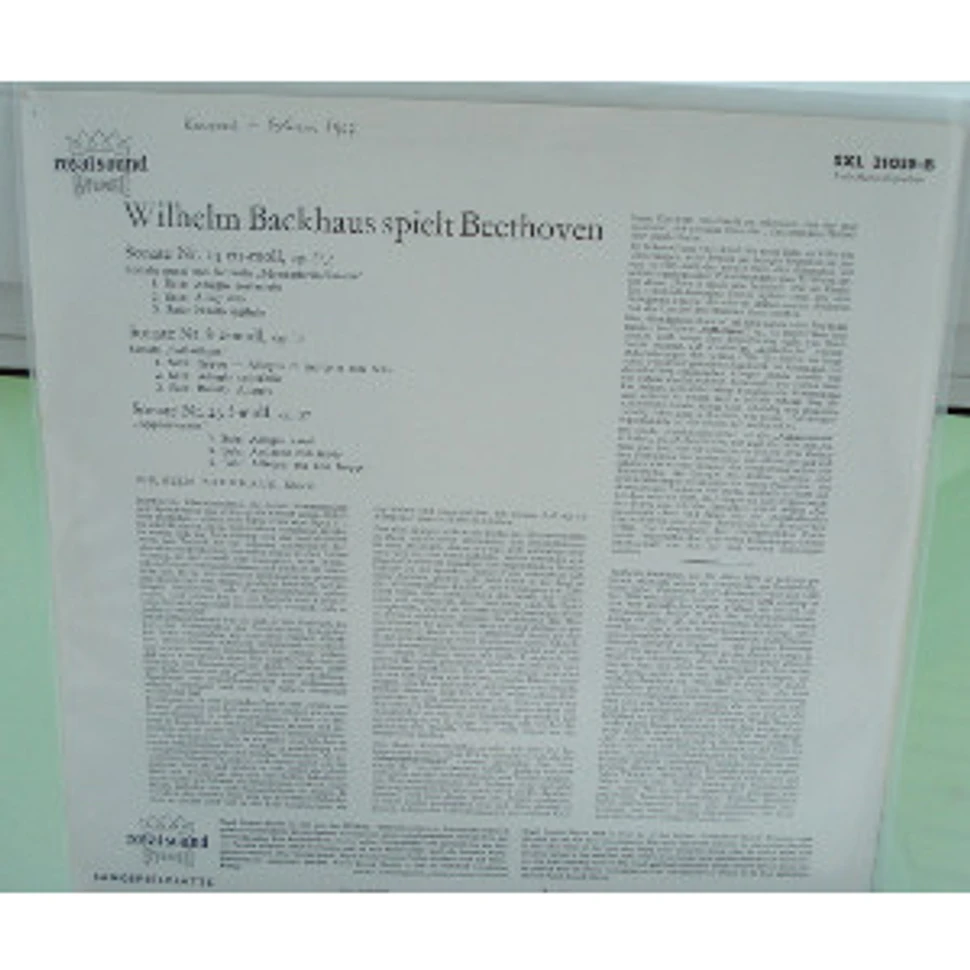 Wilhelm Backhaus - Spielt Beethoven - Vinyl LP - DE - Original | HHV
